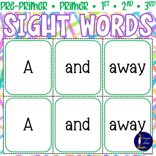 Pre-Primer, Primer, 1st, 2nd, 3rd grade Sight Words Flashcards FREEBIE ...