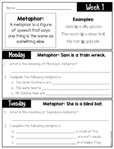 FREE Figurative Language Bell Ringer Warm-Ups | Made By Teachers