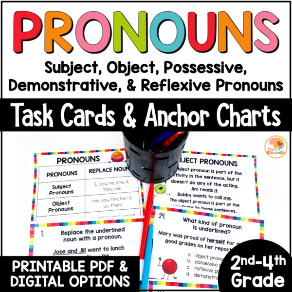 Pronouns Task Cards and Anchor Charts: Subject, Object, Possessive ...