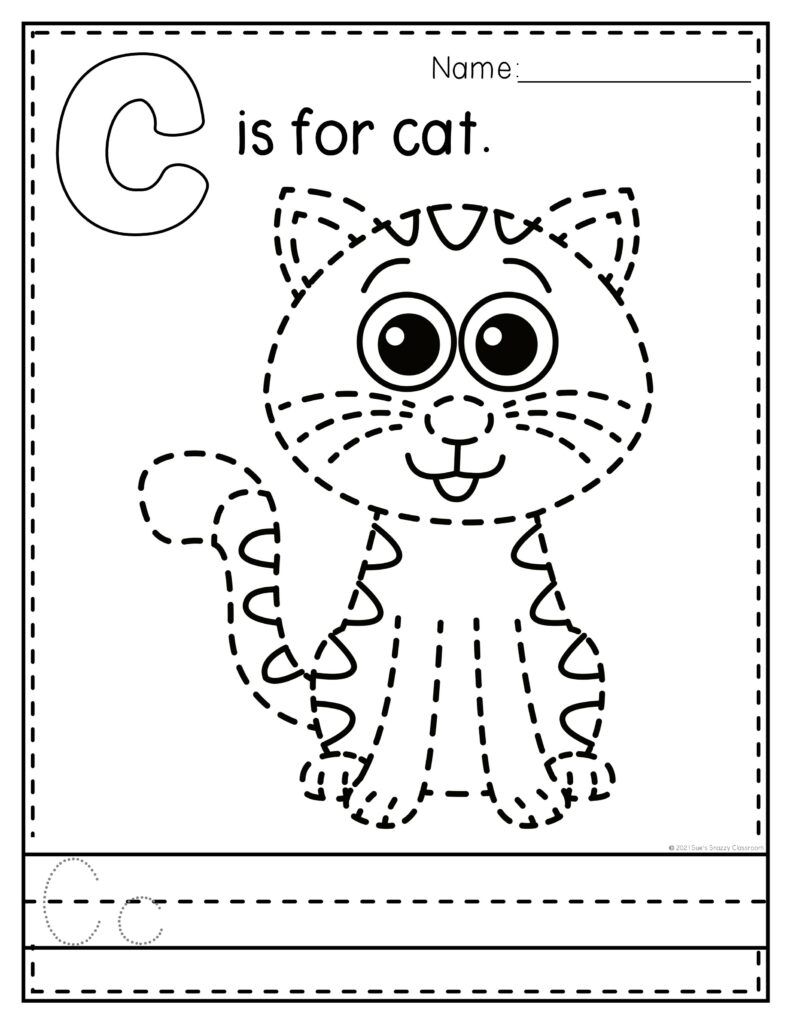 Alphabet Picture and Letter Tracing Practice Pages - Fine Motor Skills ...