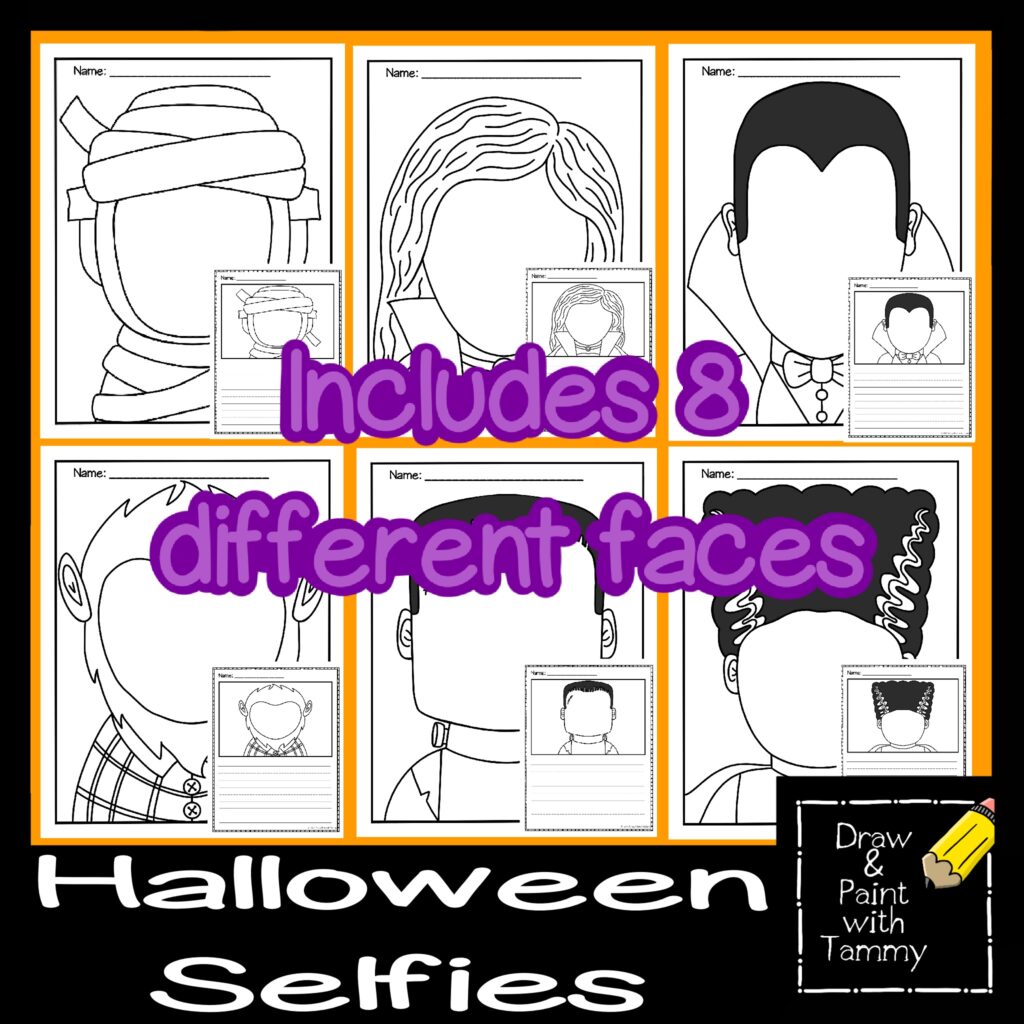 Halloween Selfies Finish the Portrait Drawing with Draw and Write Pages ...
