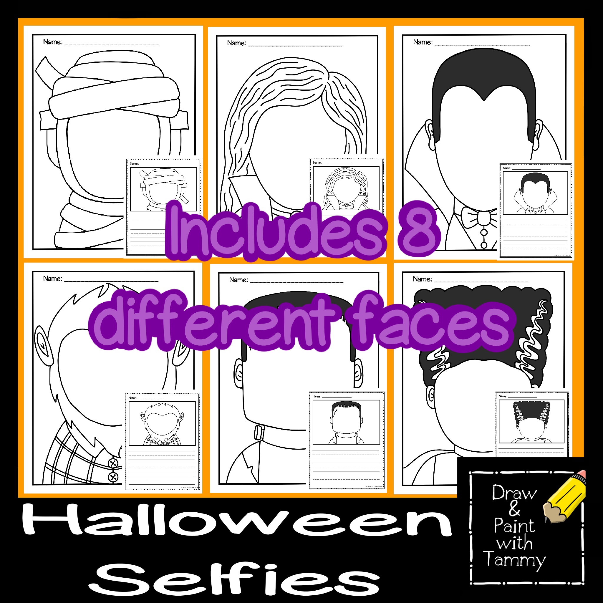 Halloween Selfies Finish the Portrait Drawing with Draw and Write Pages ...