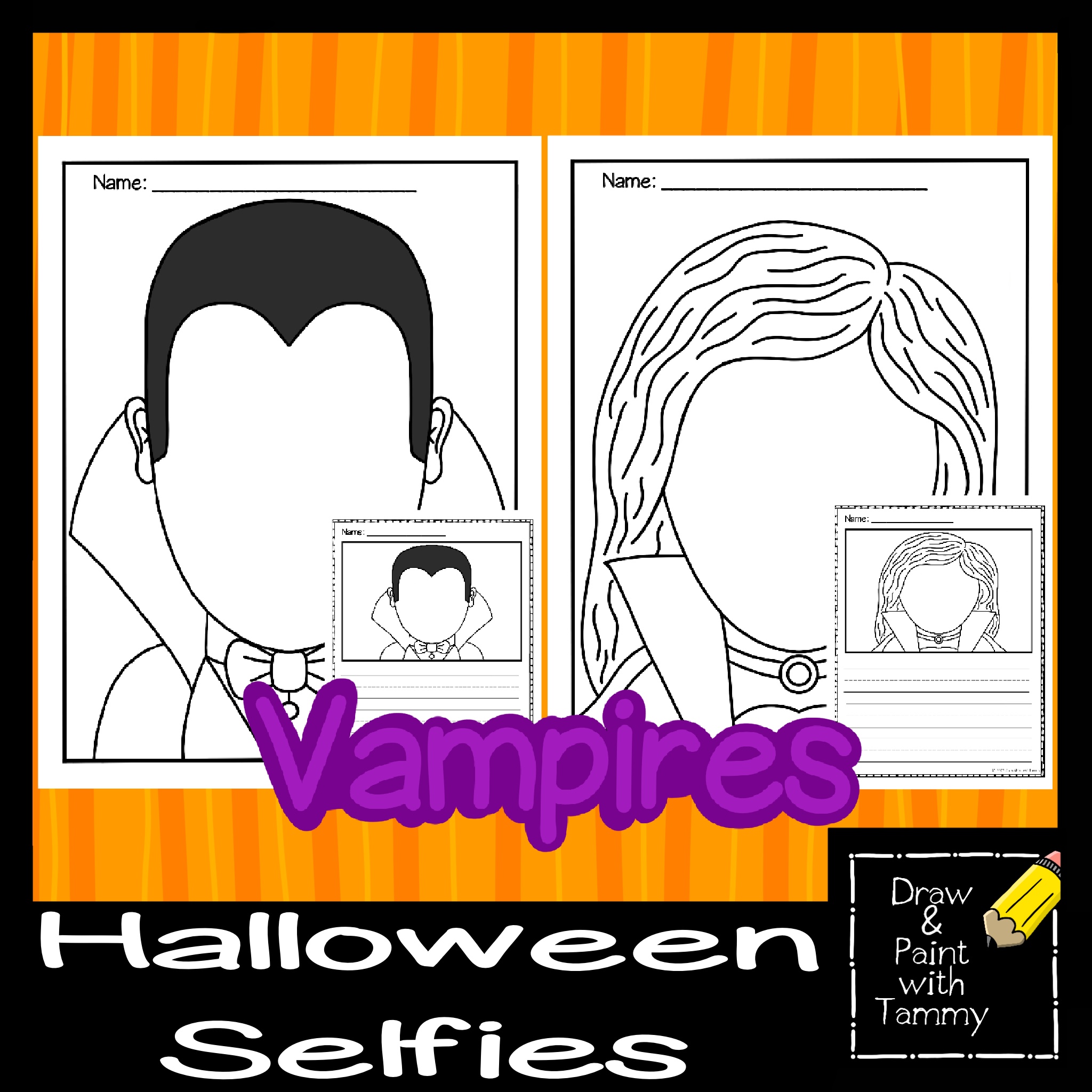 Halloween Selfies Finish the Portrait Drawing with Draw and Write Pages ...