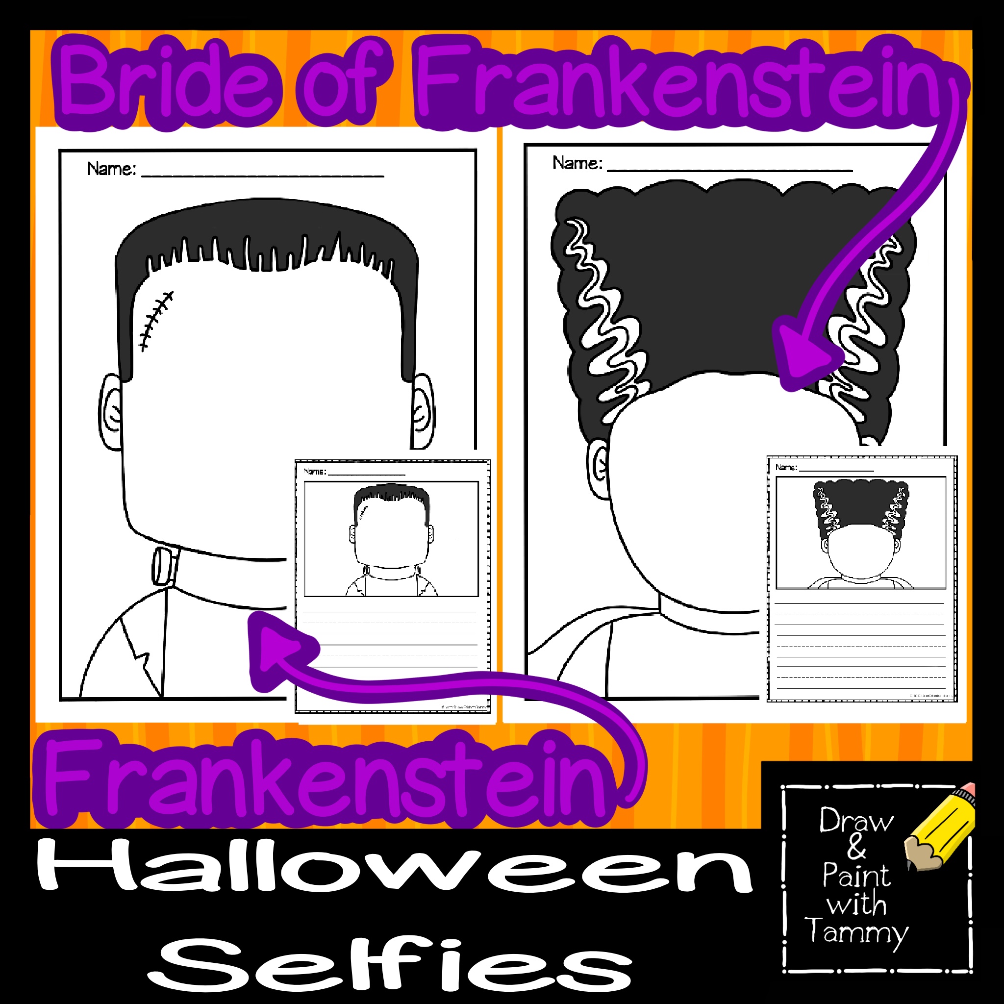 Halloween Selfies Finish the Portrait Drawing with Draw and Write Pages ...