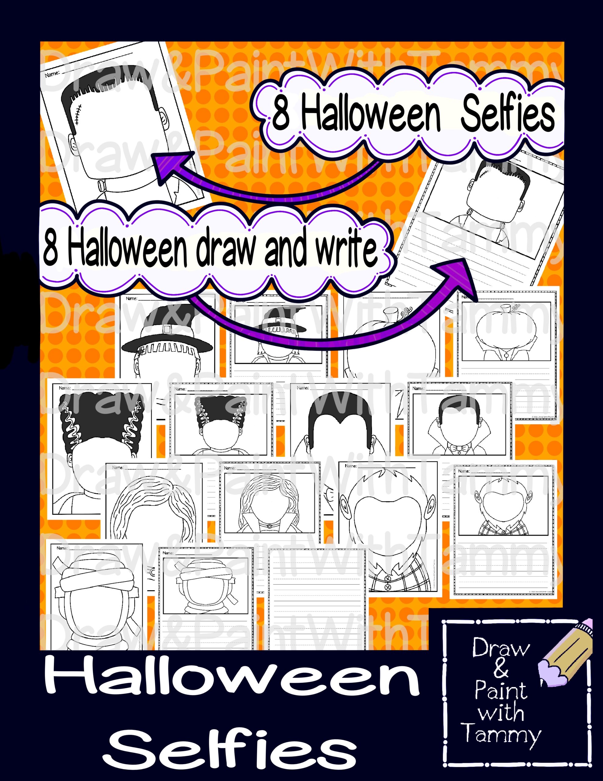 Halloween Selfies Finish the Portrait Drawing with Draw and Write Pages ...