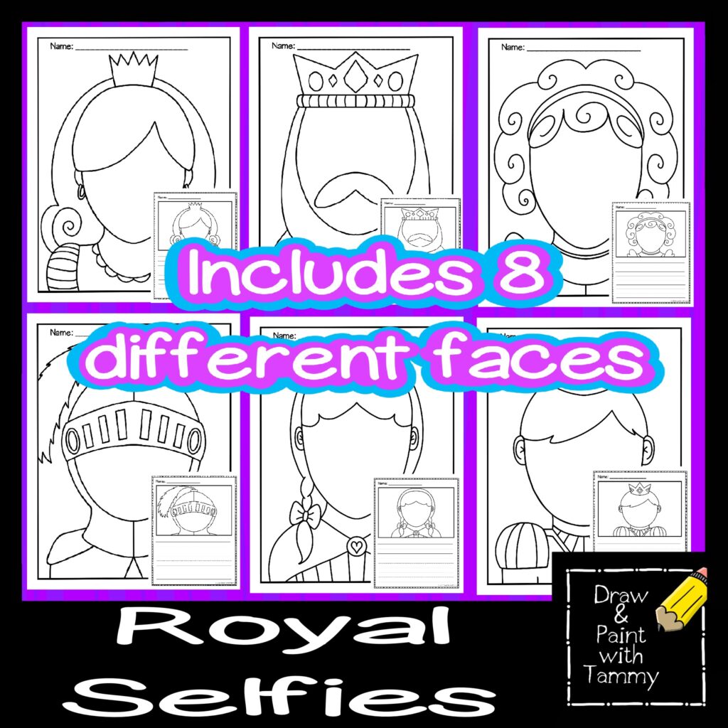 Royal Selfies Finish the Portrait Draw and Write Princess Queen Knight ...