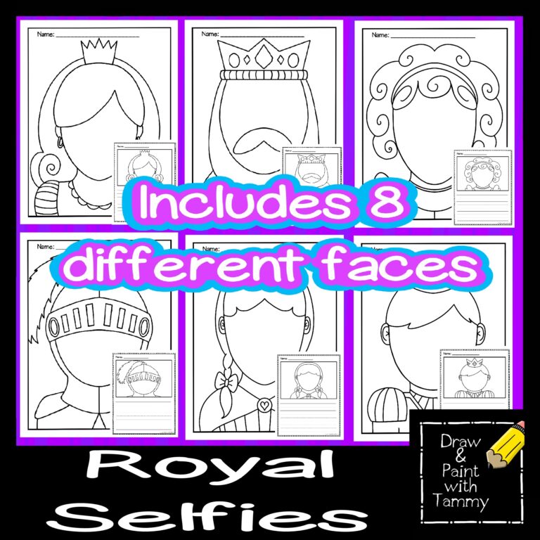Royal Selfies Finish the Portrait Draw and Write Princess Queen Knight ...