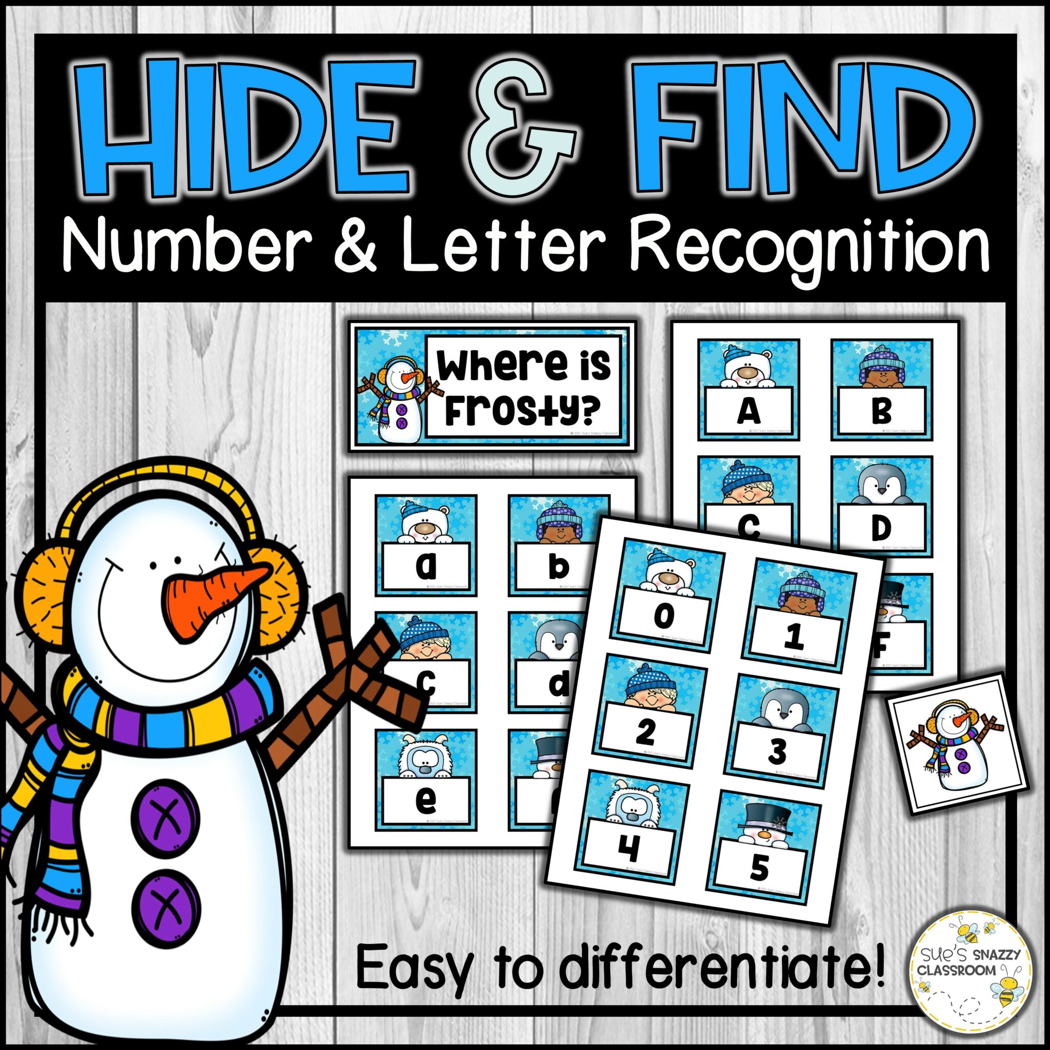 Where is Frosty? Hide and Find Pocket Chart Game | Number and Letter ...