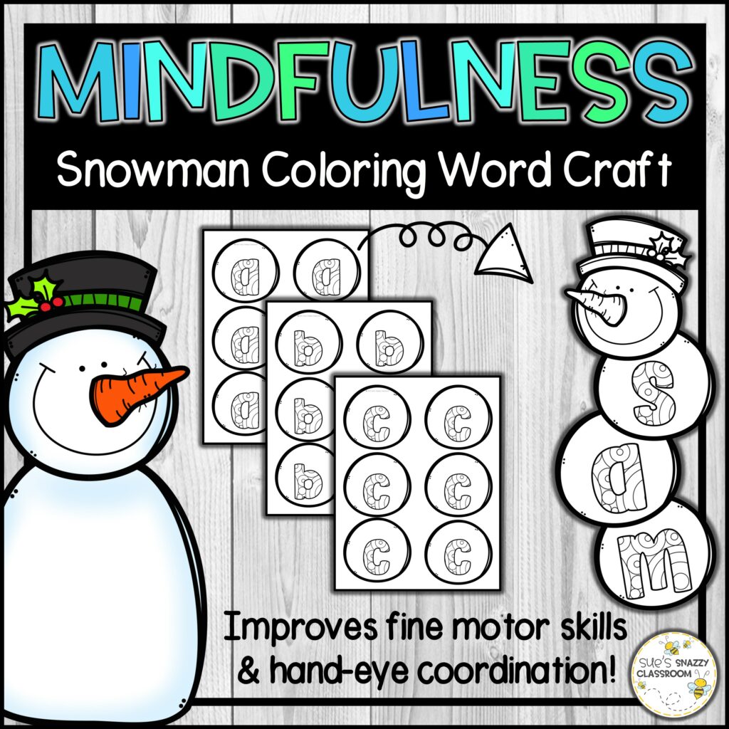 Mindfulness | Snowman Word and Name Craft Activity | Winter Mindful ...