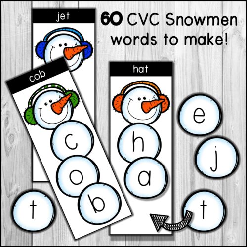 Snowman CVC Word Building Activity and Word Sorting Center | Made By ...