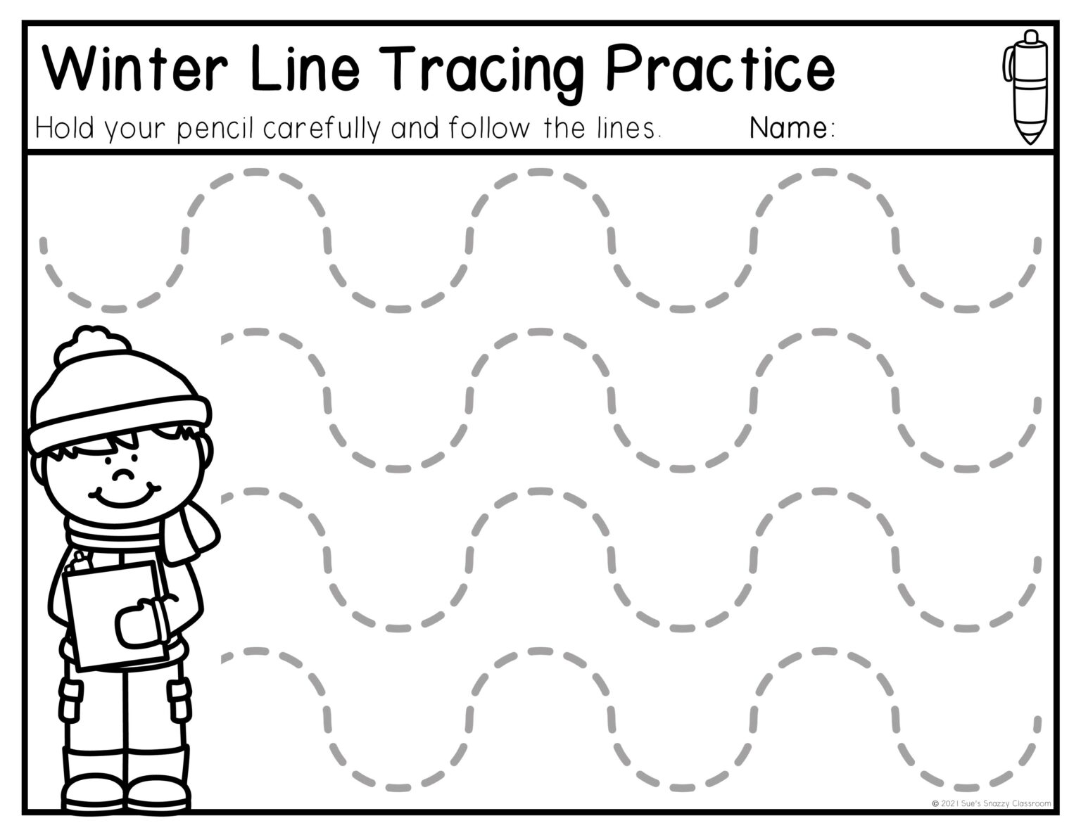 Winter Pre-Writing Line Tracing Practice | Fine Motor Skills Activity ...