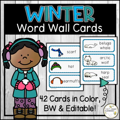 Winter Word Wall Cards | Writing Center Flashcards | Made By Teachers