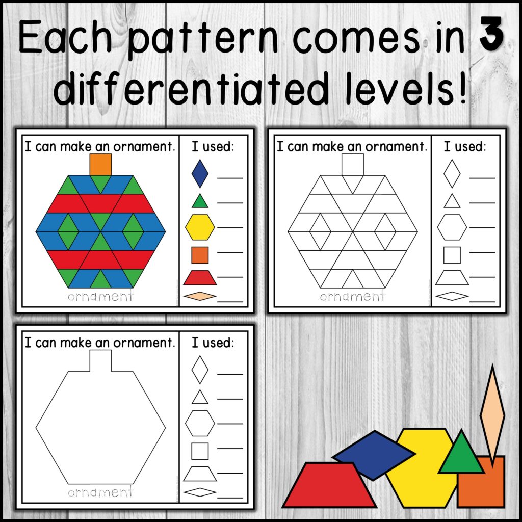 Christmas Pattern Block Mats | Math Center | Shape Activity | Made By ...