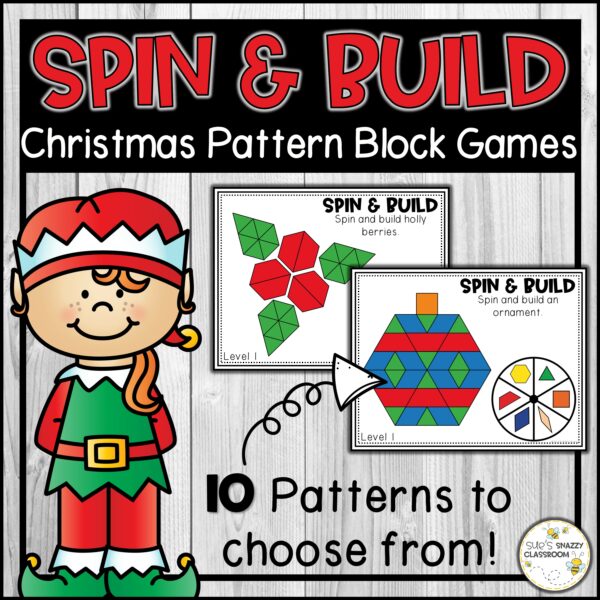 Christmas Spin & Build Pattern Block Games | Math Center | Shape ...