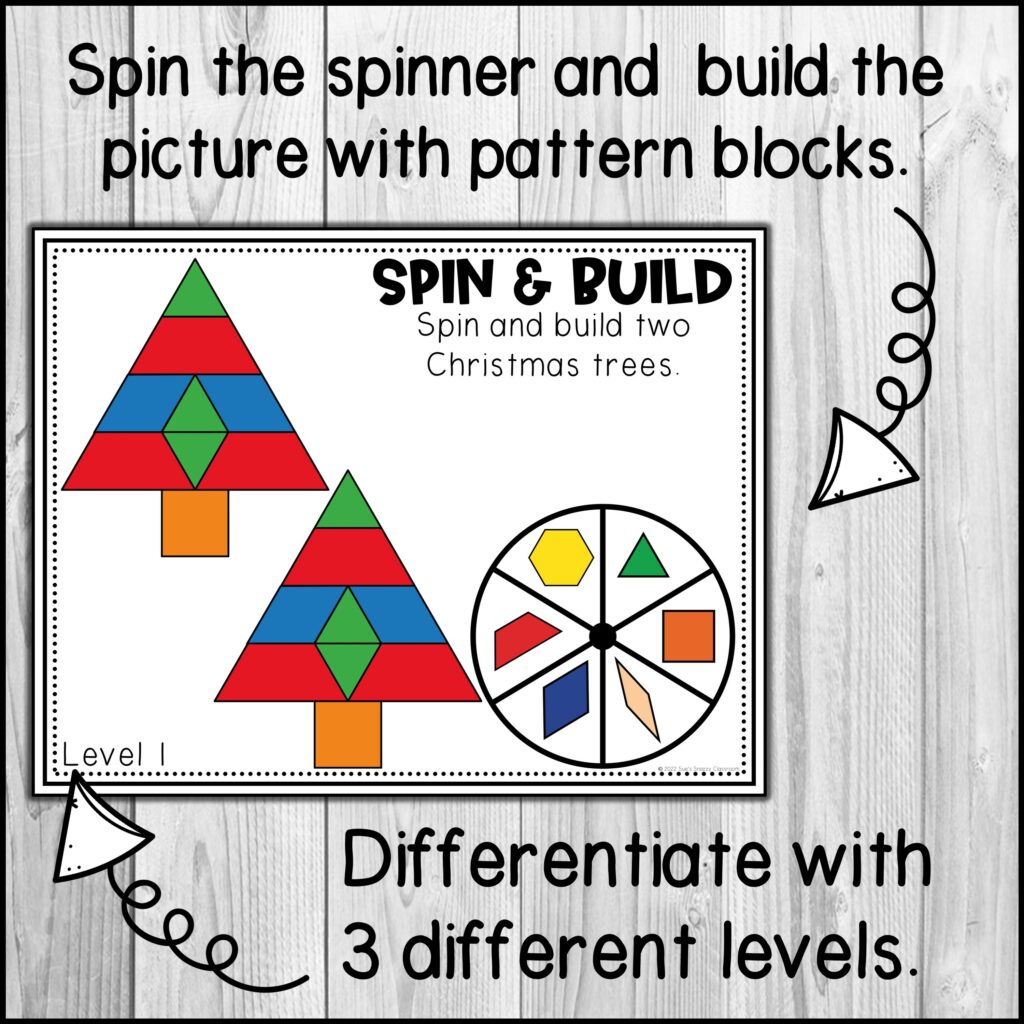 Christmas Spin & Build Pattern Block Games | Math Center | Shape ...