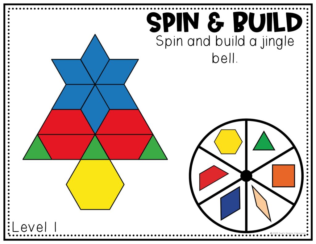 Christmas Spin & Build Pattern Block Games | Math Center | Shape Activity | Made By Teachers