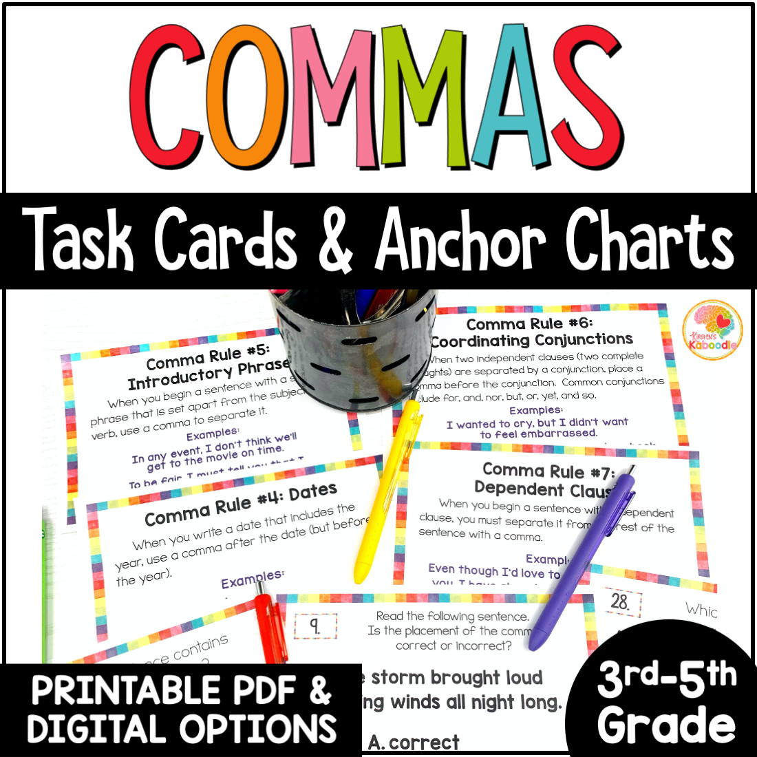 Comma in a Series, Commas in Dates, and Other Comma Rules Practice Task ...