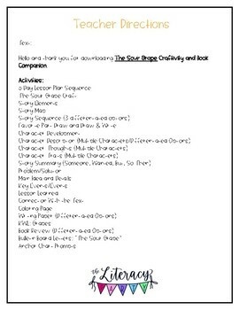 The Sour Grape Craft and Book Companion | Made By Teachers