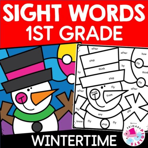 Winter Coloring Pages - Color by Sight Words Code Practice Sheets 1st ...