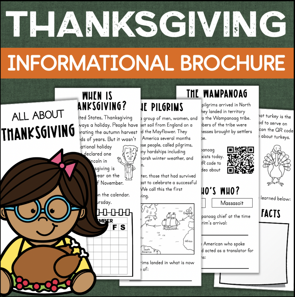 THANKSGIVING Activity Informational Brochure | Made By Teachers
