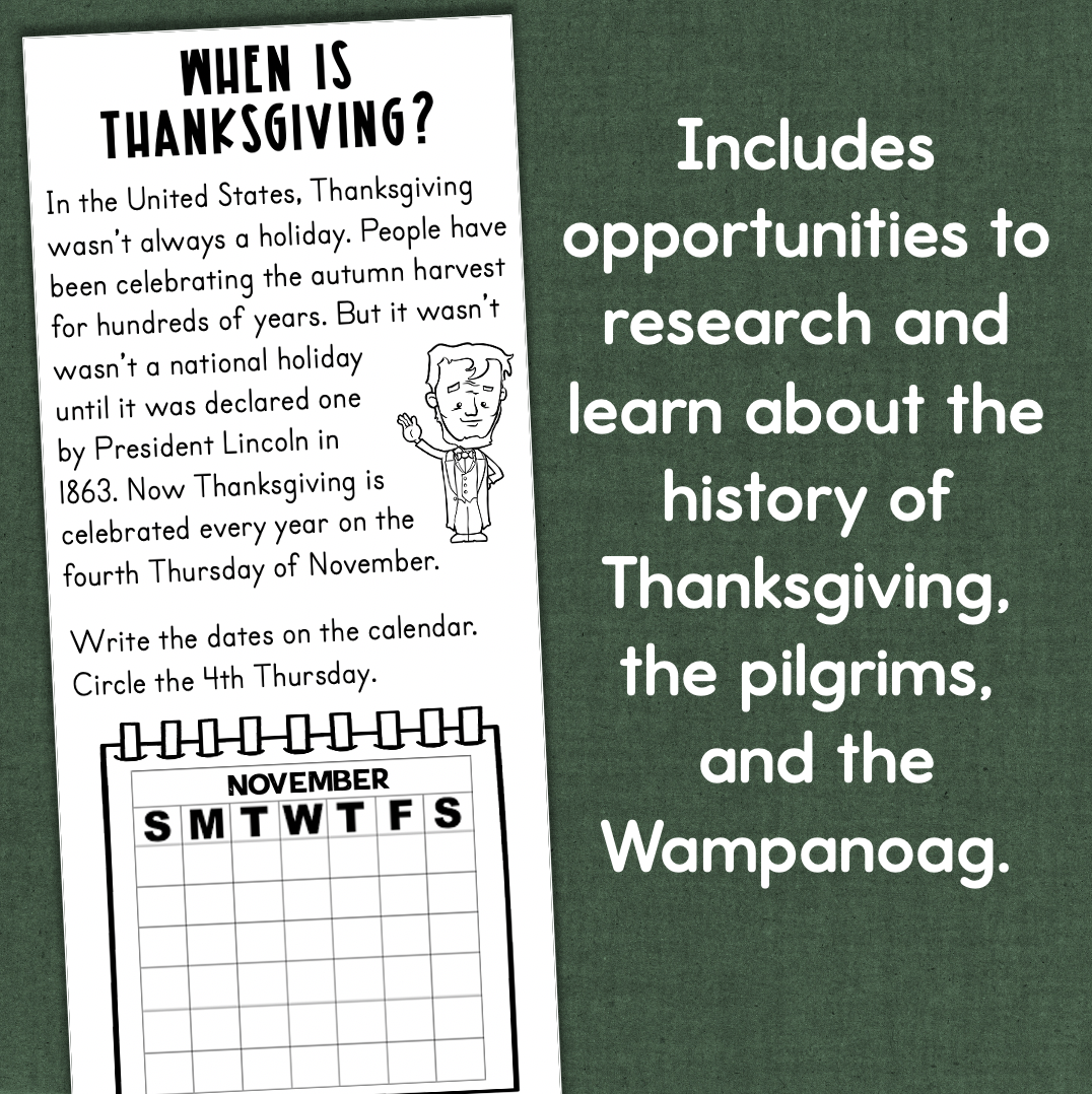 THANKSGIVING Activity Informational Brochure | Made By Teachers