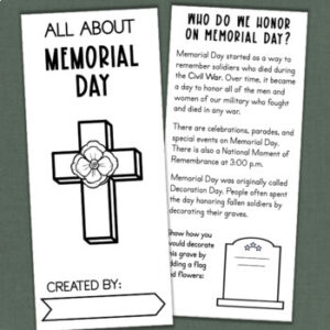 MEMORIAL DAY Activity Informational Brochure - Made By Teachers