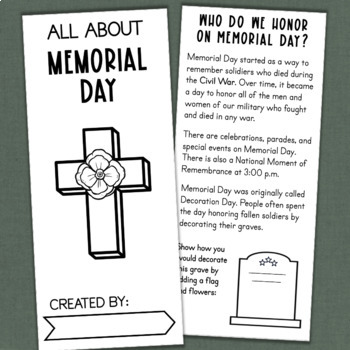 MEMORIAL DAY Activity Informational Brochure | Made By Teachers