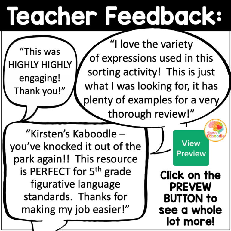 Figurative Language Sorting Activity: Over 200 Cards Figures of Speech Review | Made By Teachers