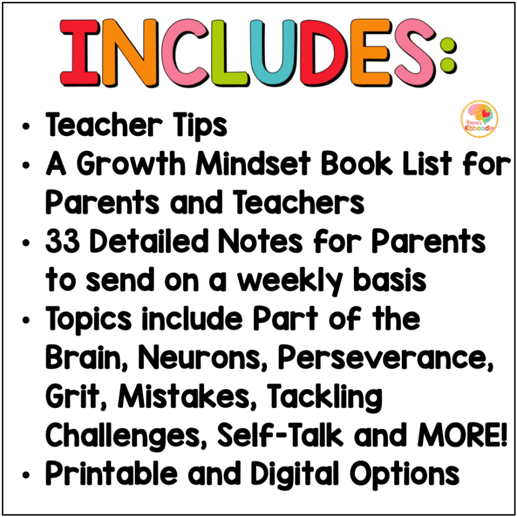 Growth Mindset Letters for Parents: 33 Weekly Informational Notes ...