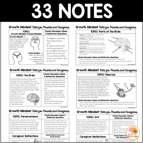 Growth Mindset Letters for Parents: 33 Weekly Informational Notes ...