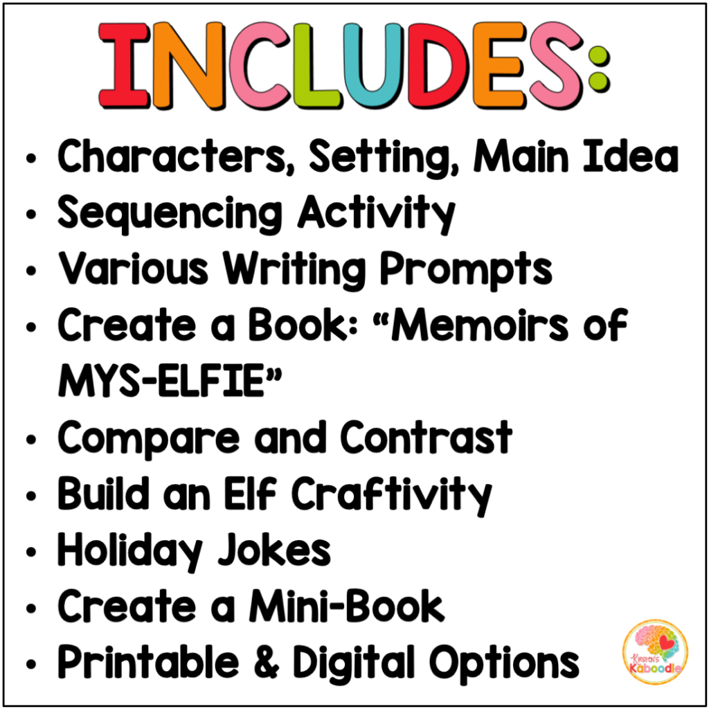 Memoirs of an Elf Literature Unit Activities: Christmas Craft | Story ...