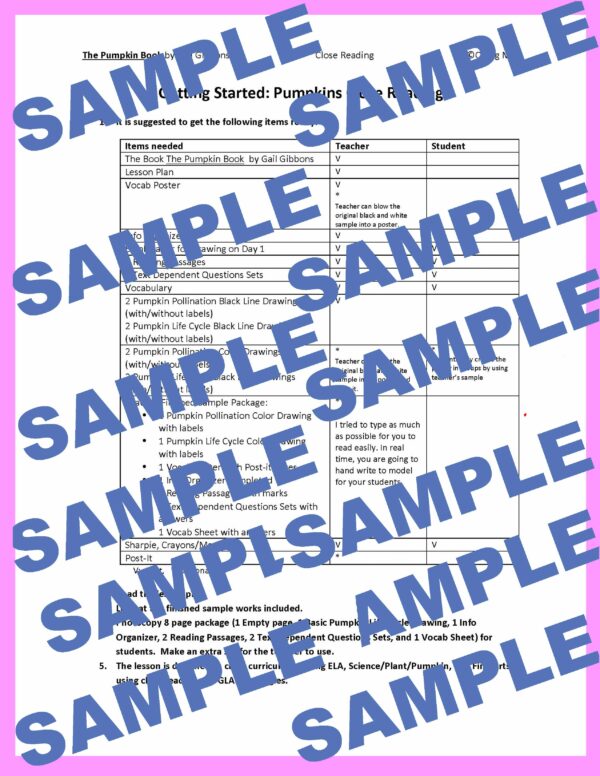 Close Reading: The Pumpkin Book by Gail Gibbons - Made By Teachers