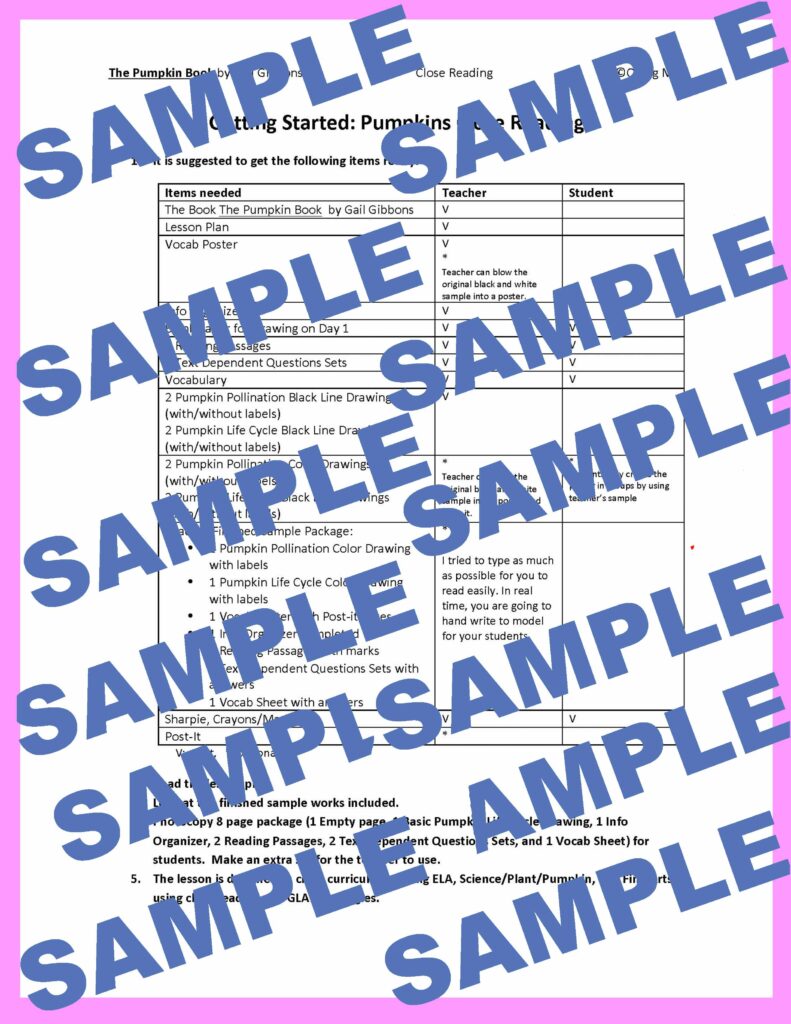 Close Reading: The Pumpkin Book by Gail Gibbons | Made By Teachers