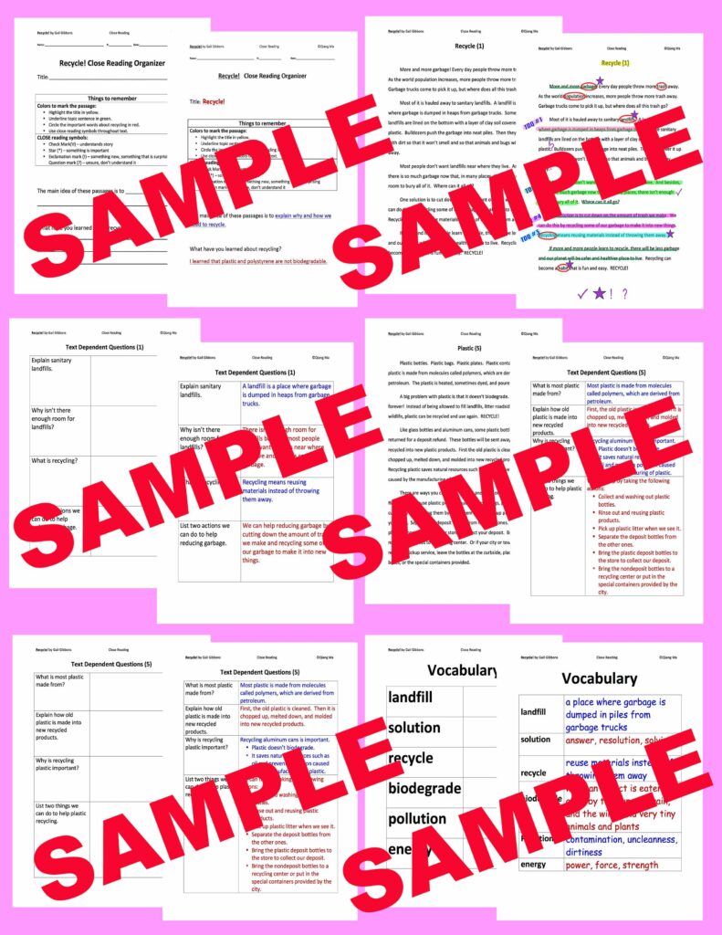 Close Reading: Recycle! by Gail Gibbons | Made By Teachers