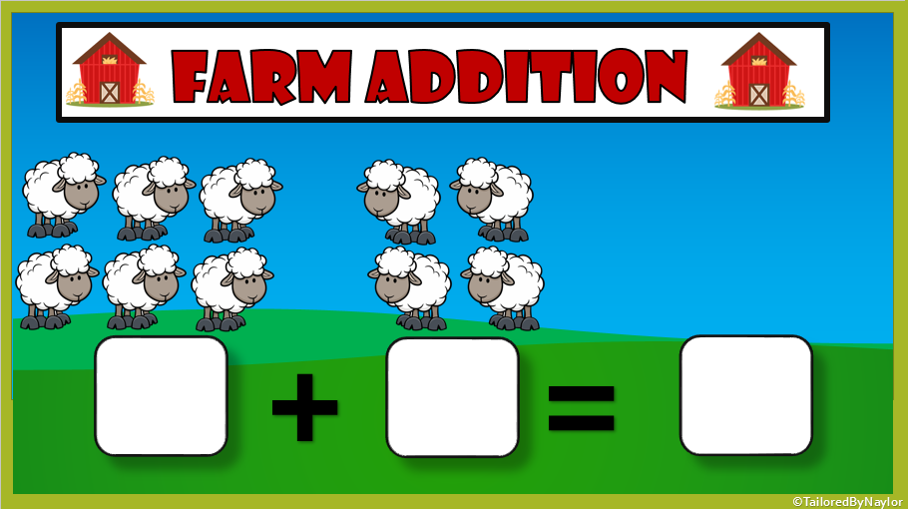 Kindergarten Math RTI Game - Farm Addition | Made By Teachers