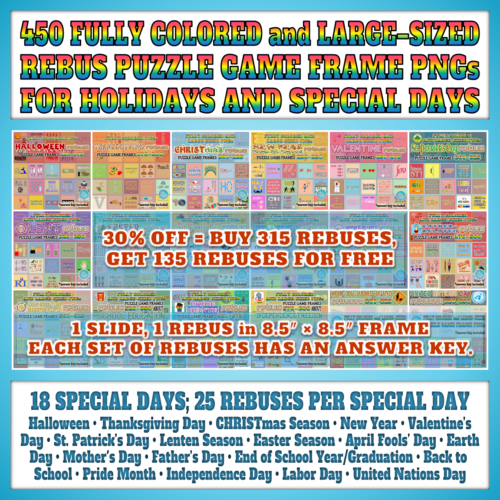 450 Fully Colored Rebuses for Holidays and Special Days | Made By Teachers