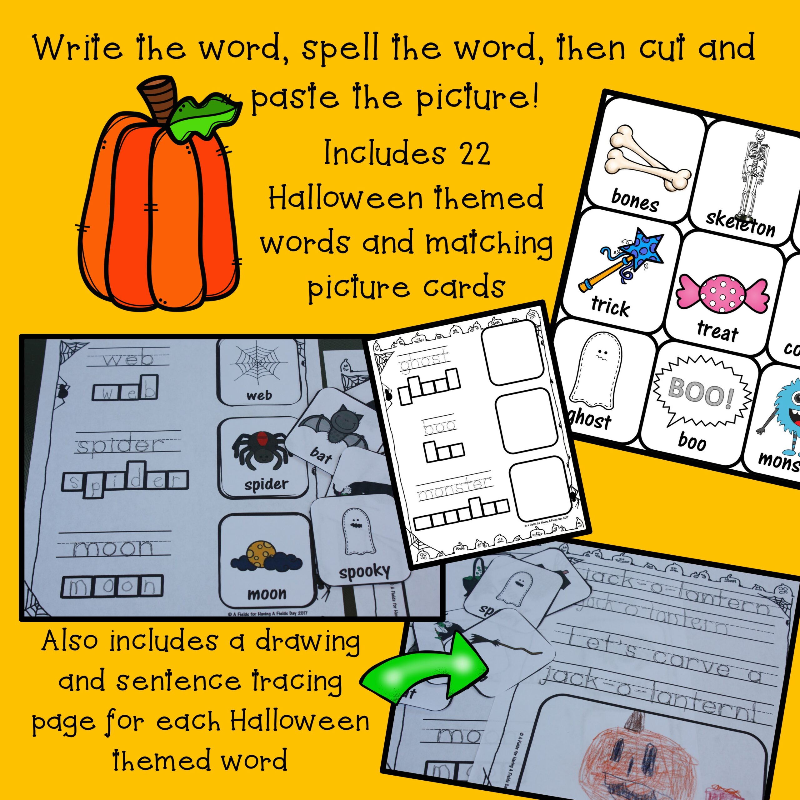 Cut, Paste, and Write Halloween Words | Made By Teachers