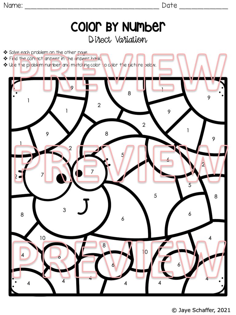 Direct Variation Coloring Activity | Made By Teachers