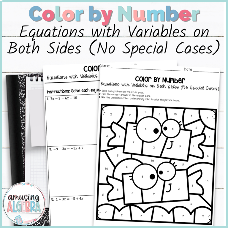 Solving Equations with Variables on Both Sides Coloring Activity | Made ...