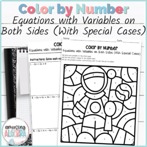 Solving Equations with Variables on Both Sides Coloring Activity | Made By Teachers