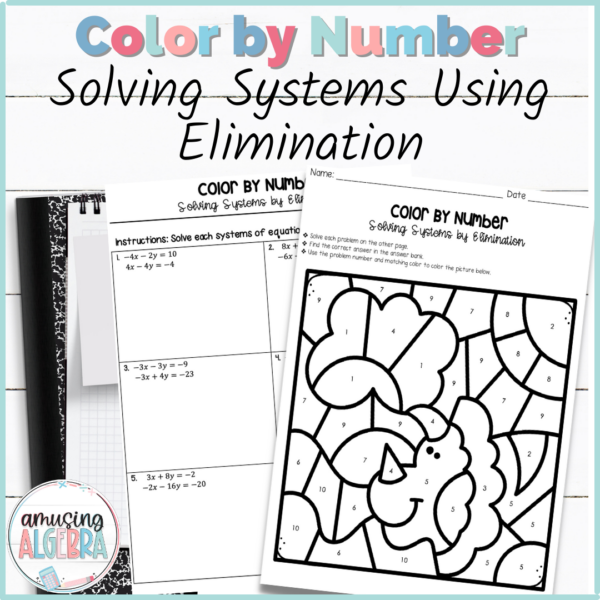 Solving Systems of Equations by Elimination Coloring Activity | Made By ...