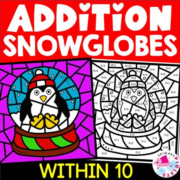 WINTER COLOR BY NUMBER ADDITION TO 10 | WINTER COLOR BY CODE ADDITION ...