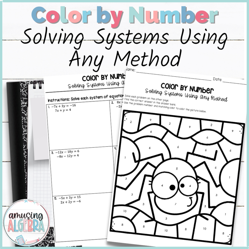 Solving Systems of Equations by Any Method Coloring Activity | Made By ...