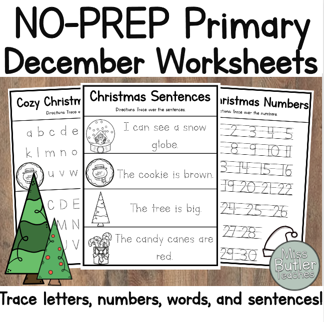 NO PREP December Winter Tracing Worksheets - VPK + Kindergarten | Made ...