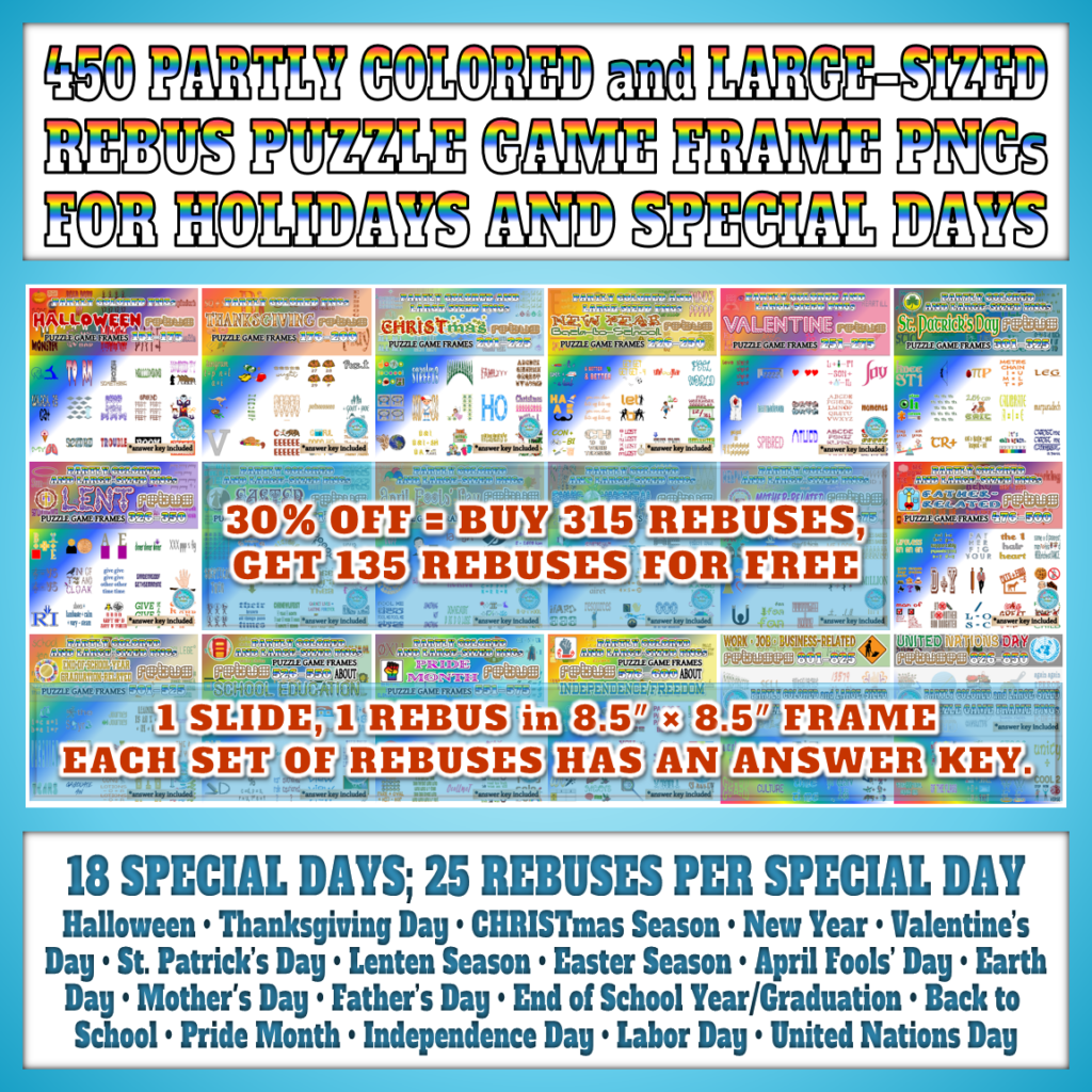 450 Partly Colored Rebuses for Holidays and Special Days | Made By Teachers