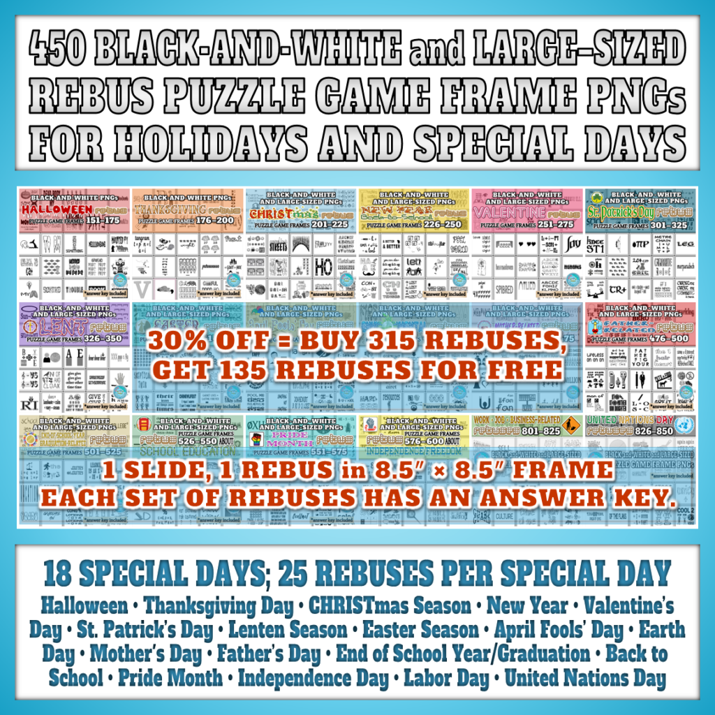 450 Black-and-White Rebuses for Holidays and Special Days | Made By ...