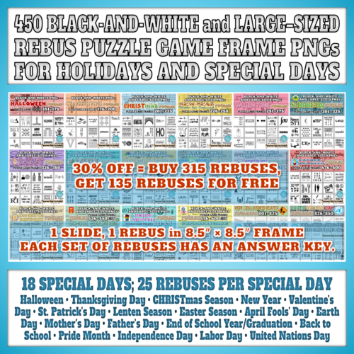 450 Black-and-White Rebuses for Holidays and Special Days | Made By ...