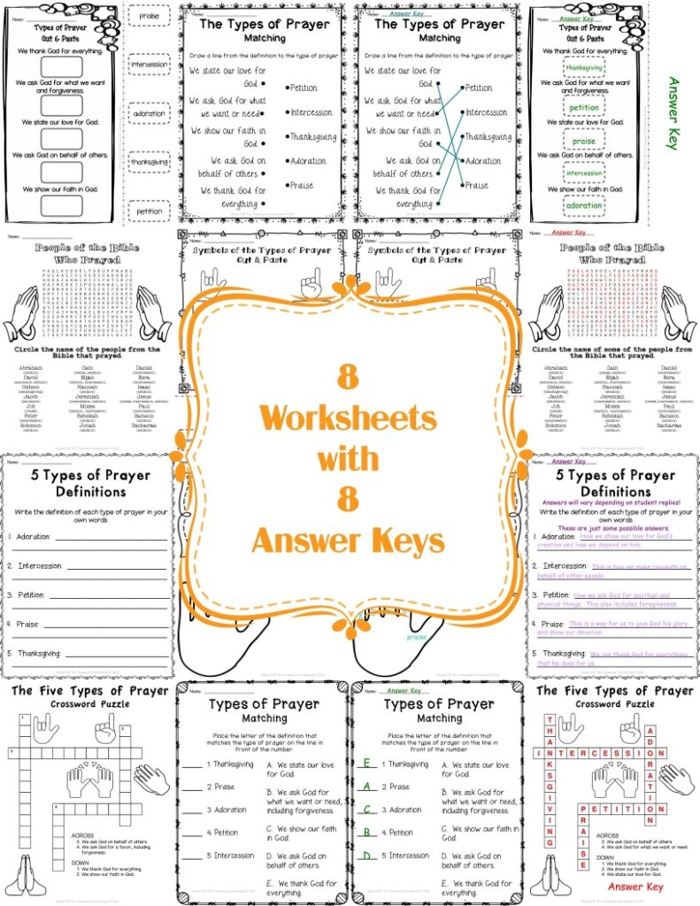 The 5 Types of Prayer Worksheet & Activity Pack | Made By Teachers