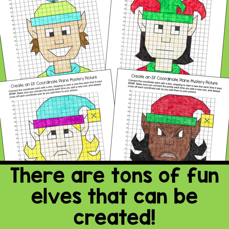 Create an Elf for Christmas Quadrant I Coordinate Plane Graphing ...