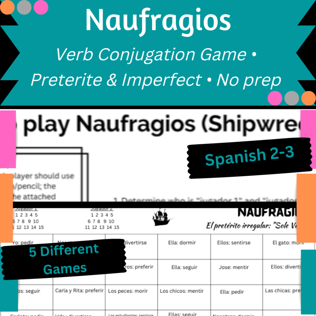 All Preterite & Imperfect Verb Conjugation Games Juegos de conjugación ...
